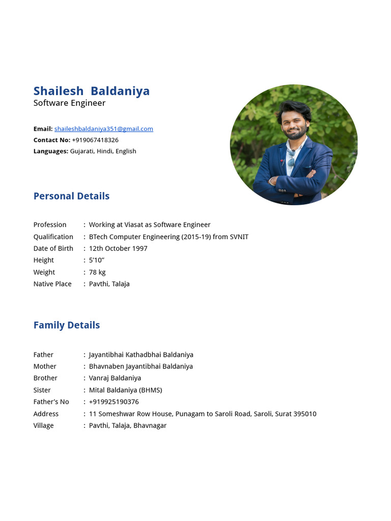 Shailesh Baldaniya Biodata | PDF | Career & Growth