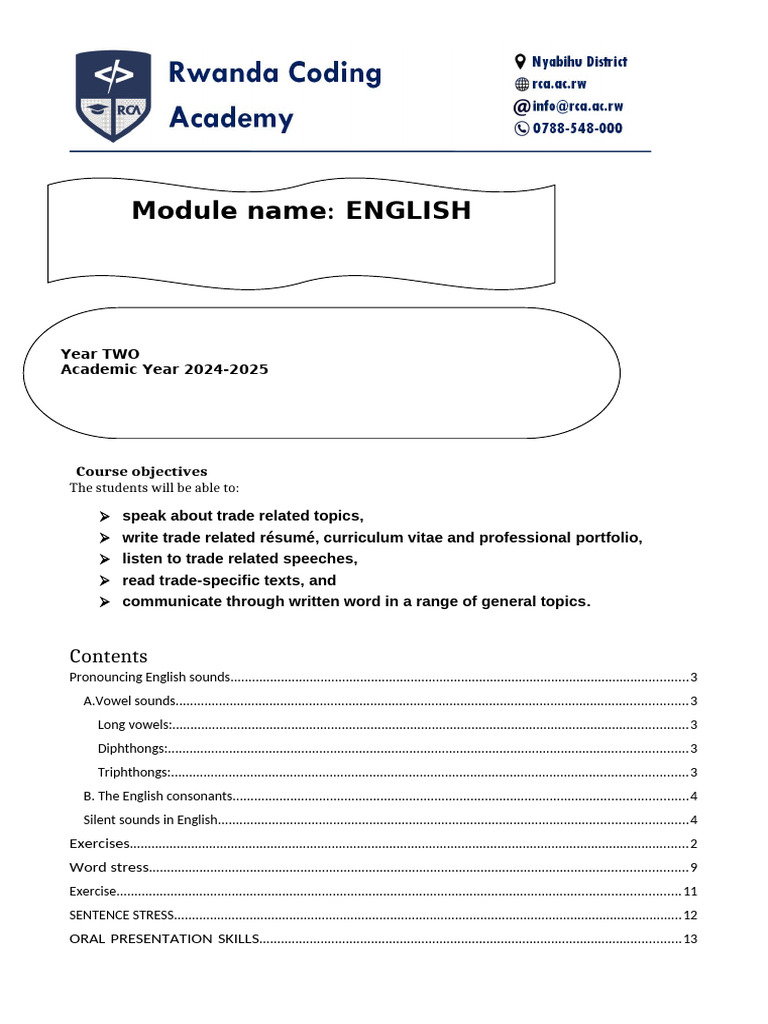 Y2 ENGLISH HANDOUT-2024-2025 | PDF