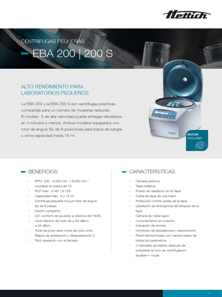 Centrifuga EBA 200 | PDF