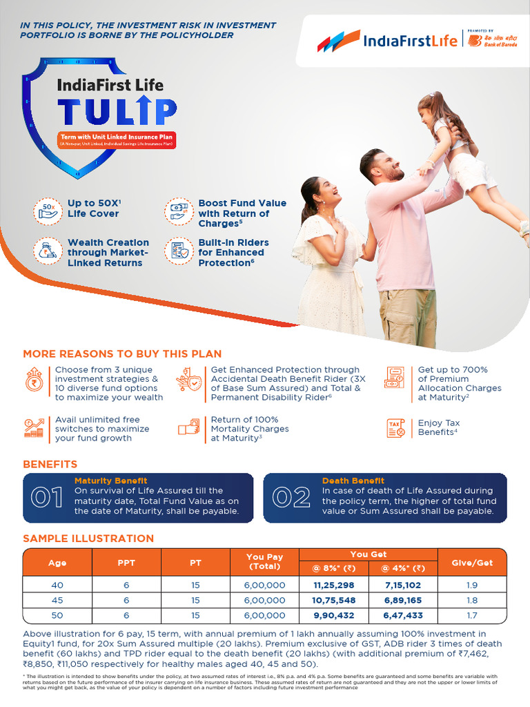 IndiaFirst Life - TULIP Plan One Pager - FinalwithARN - 270724 | PDF