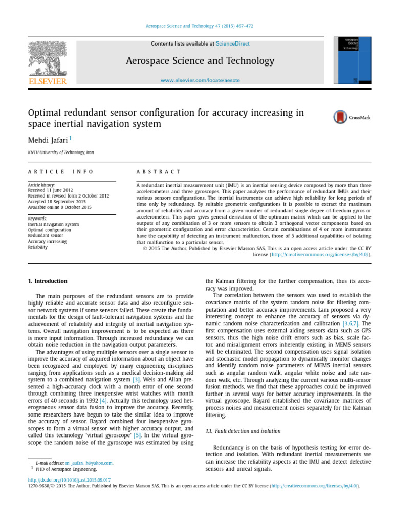 Optimal Redundant Sensor Configuration For Accurac | PDF | Inertial Navigation System