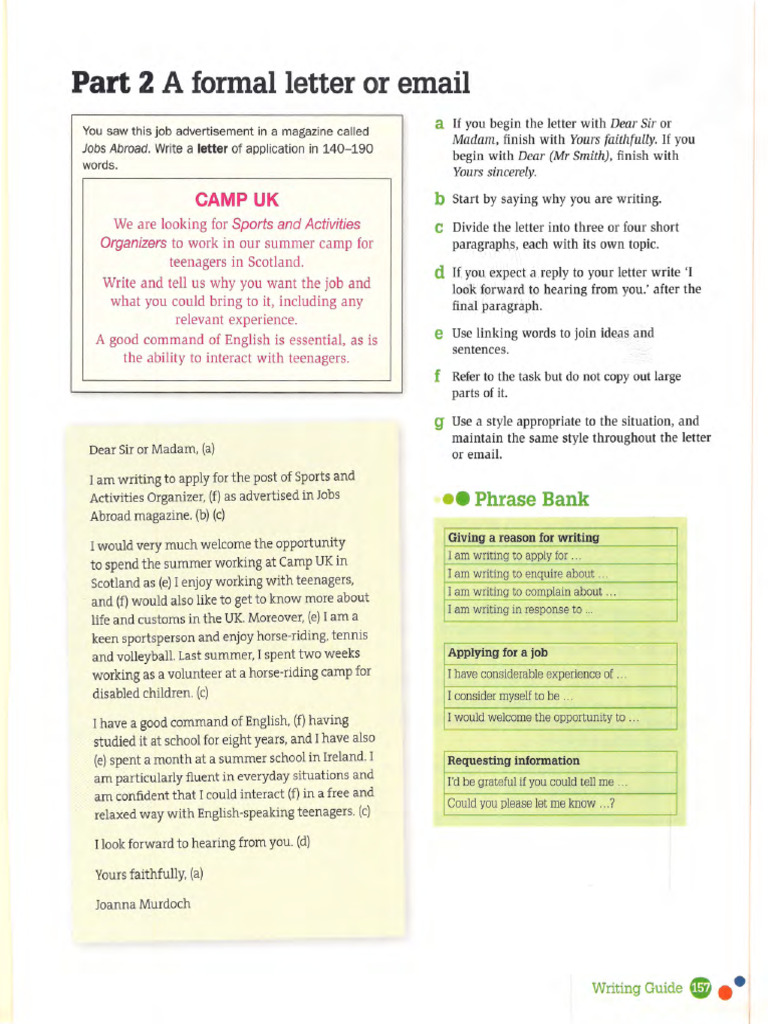 FORMAL LETTER & EMAIL. B2 (2) | PDF