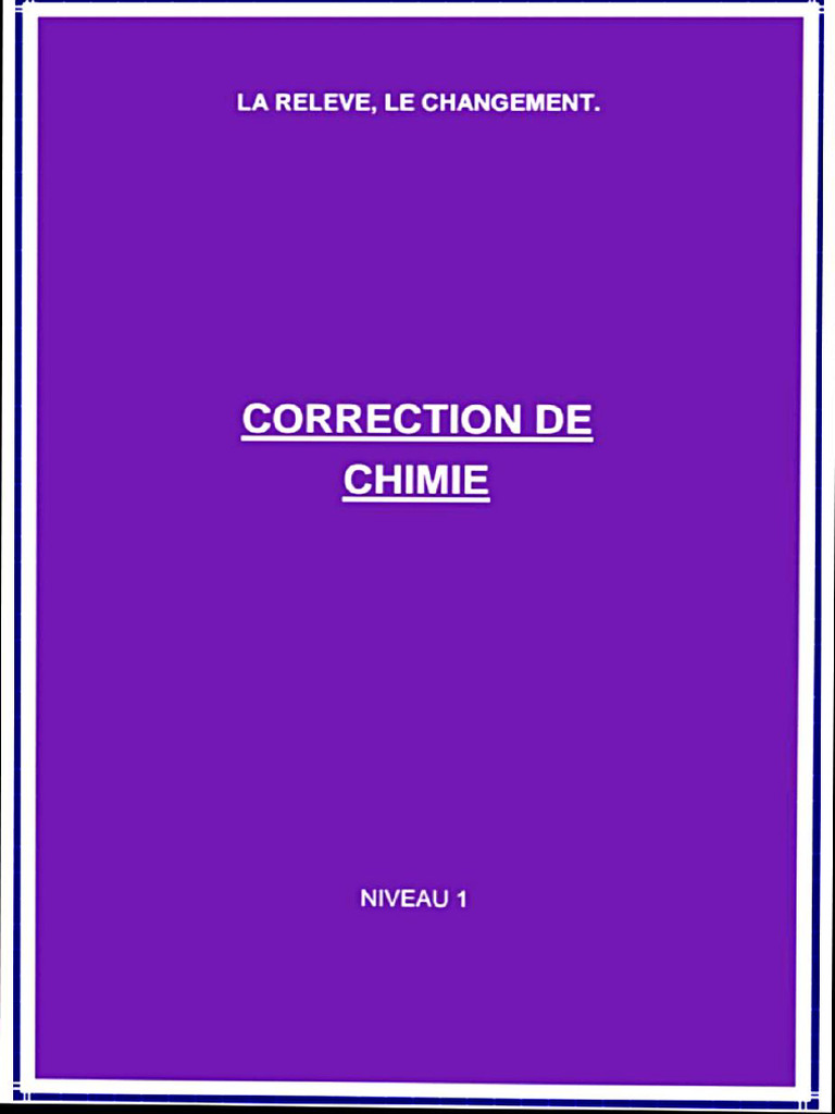 ?? Correction SN de Chimie 1?? | PDF