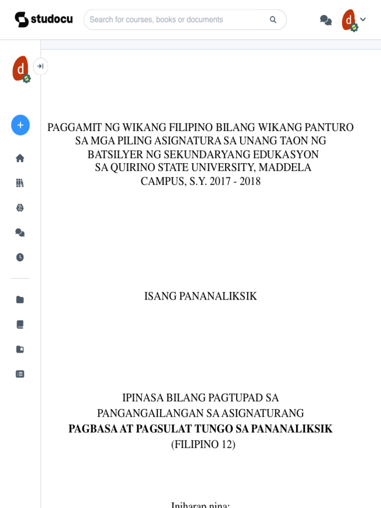 Pananaliksik Tungkol Sa Paggamit NG Wikang Ingles - PAGGAMIT NG WIKANG ...