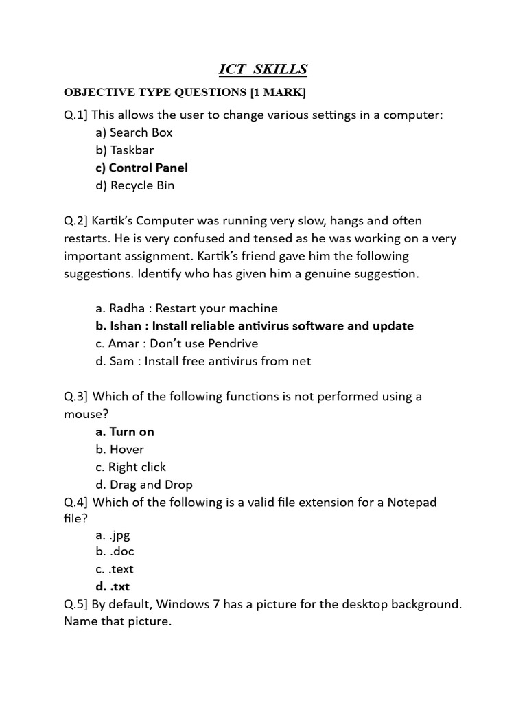 Ict Skills - Answers | PDF