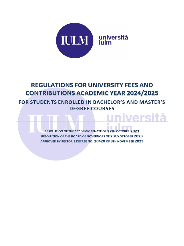 Summary of University Tuition and Fees 20242025 Academic Year | PDF