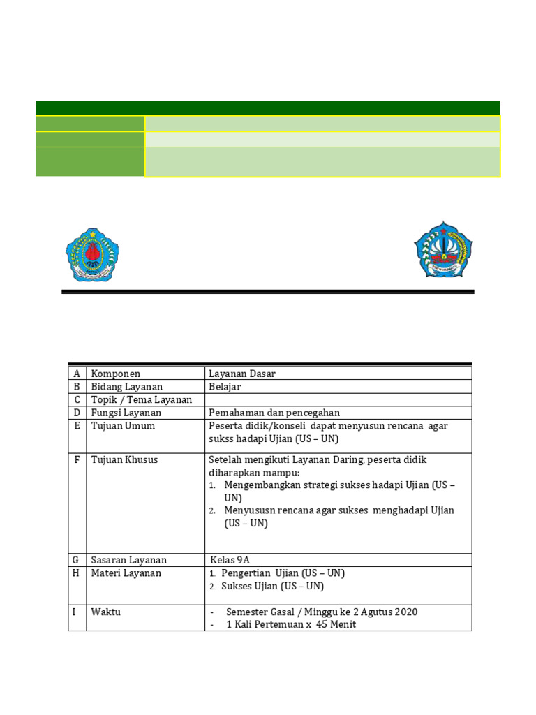 LKPD Layanan Dasar Belajar Kiat Sukses Daring | PDF