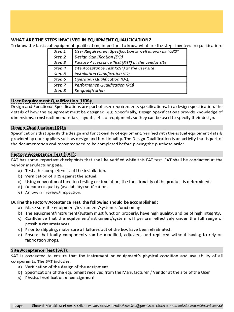 Equipment Qualification | PDF