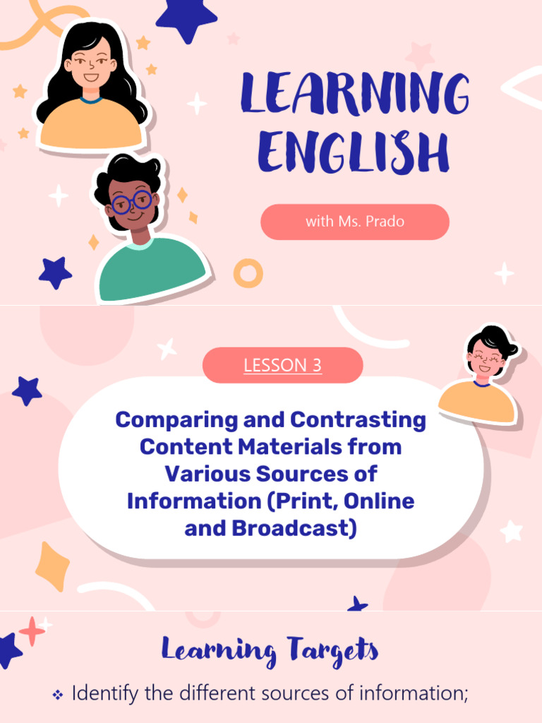 Lesson 3 - Comparing and Contrasting Content Materials From Various ...