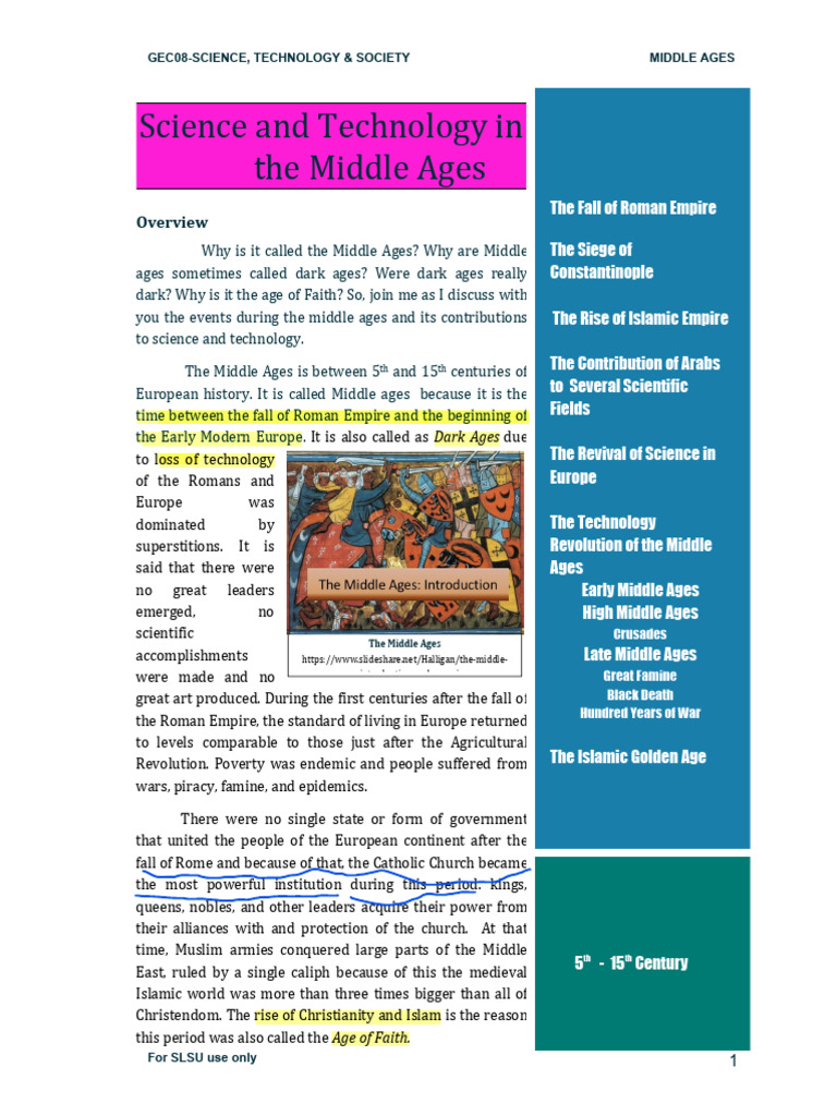 STS MODULE MIDDLE AGES rev3a | PDF