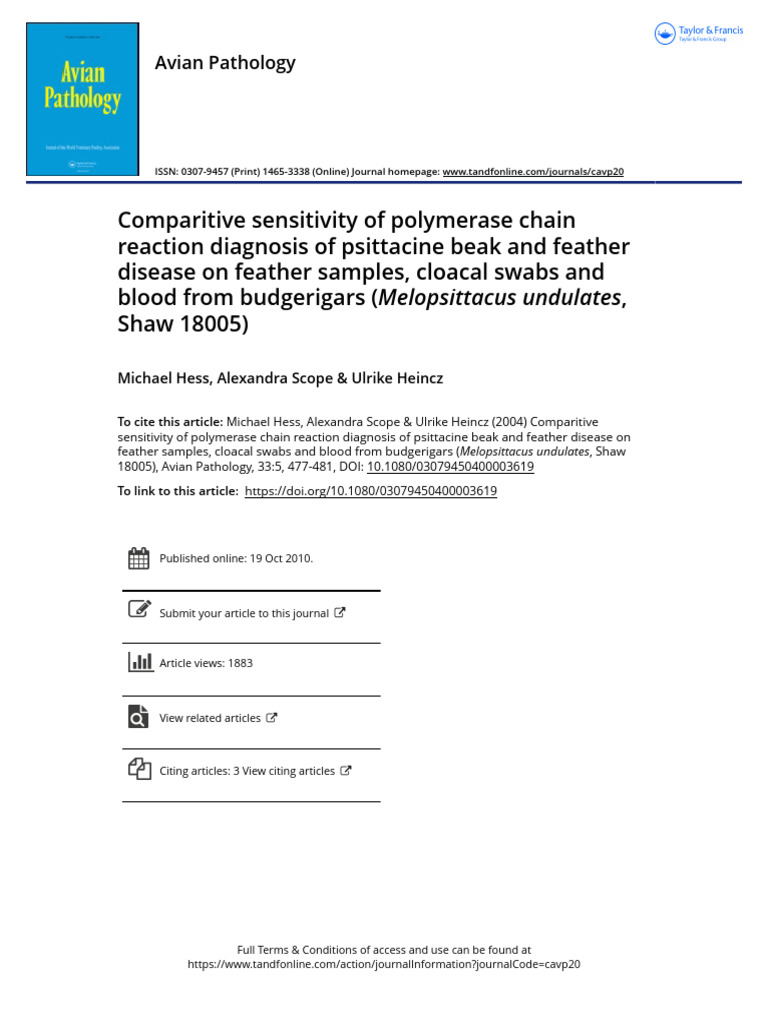 Comparitive Sensitivity of Polymerase Chain Reaction Diagnosis of ...