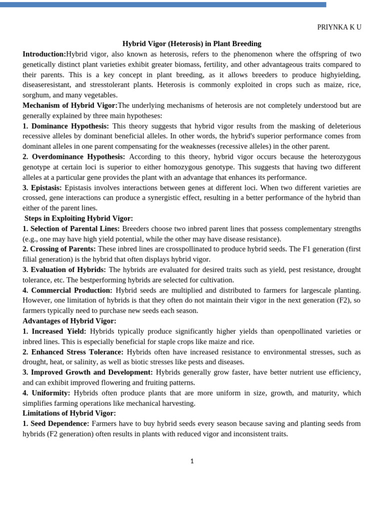 Hybrid Vigor | PDF | Plant Breeding | Technology & Engineering