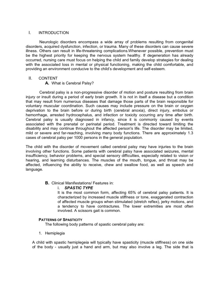 CP Notes | PDF | Cerebral Palsy | Physical Therapy