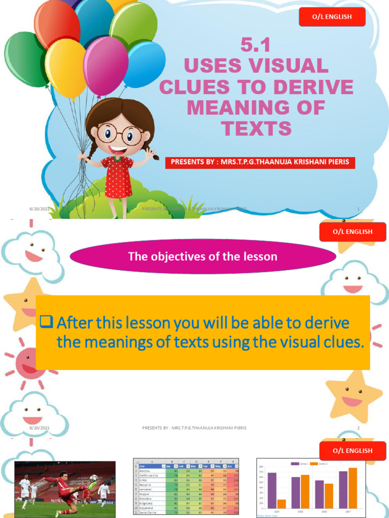 5.1 Uses Visual Clues To Derive Meaning of Texts. | PDF