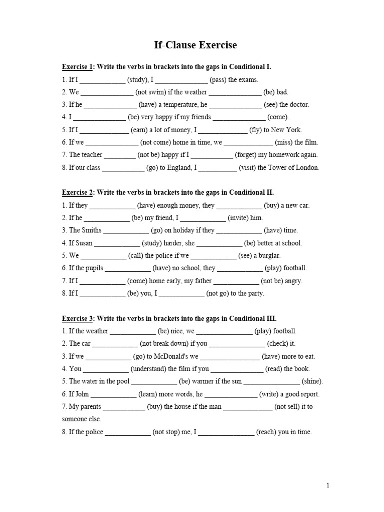 If Clause Exercise | PDF