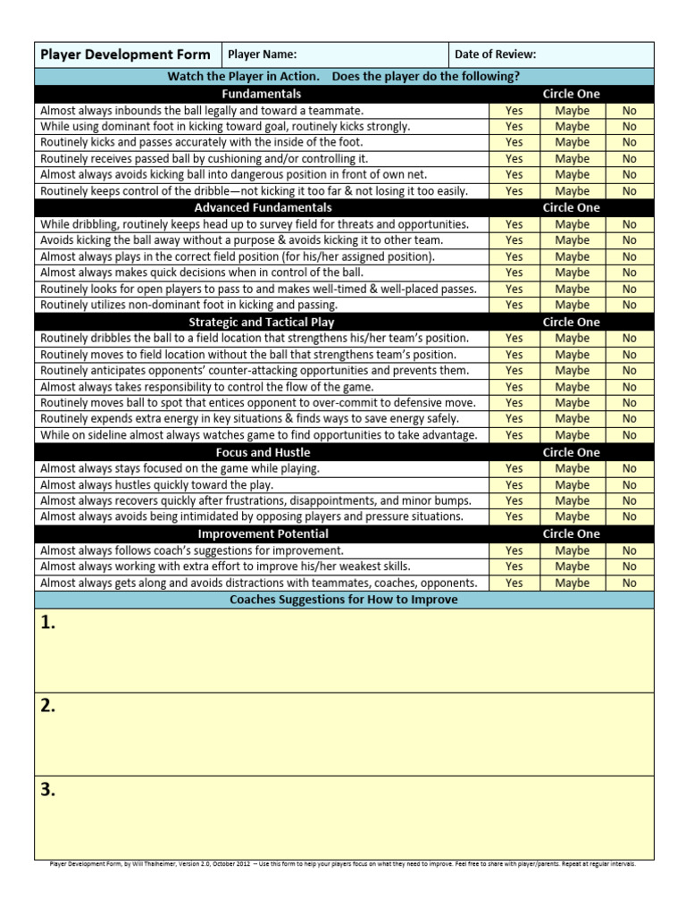 Wills Youth-Soccer PLAYER DEVELOPMENT FORM v2.0 | PDF