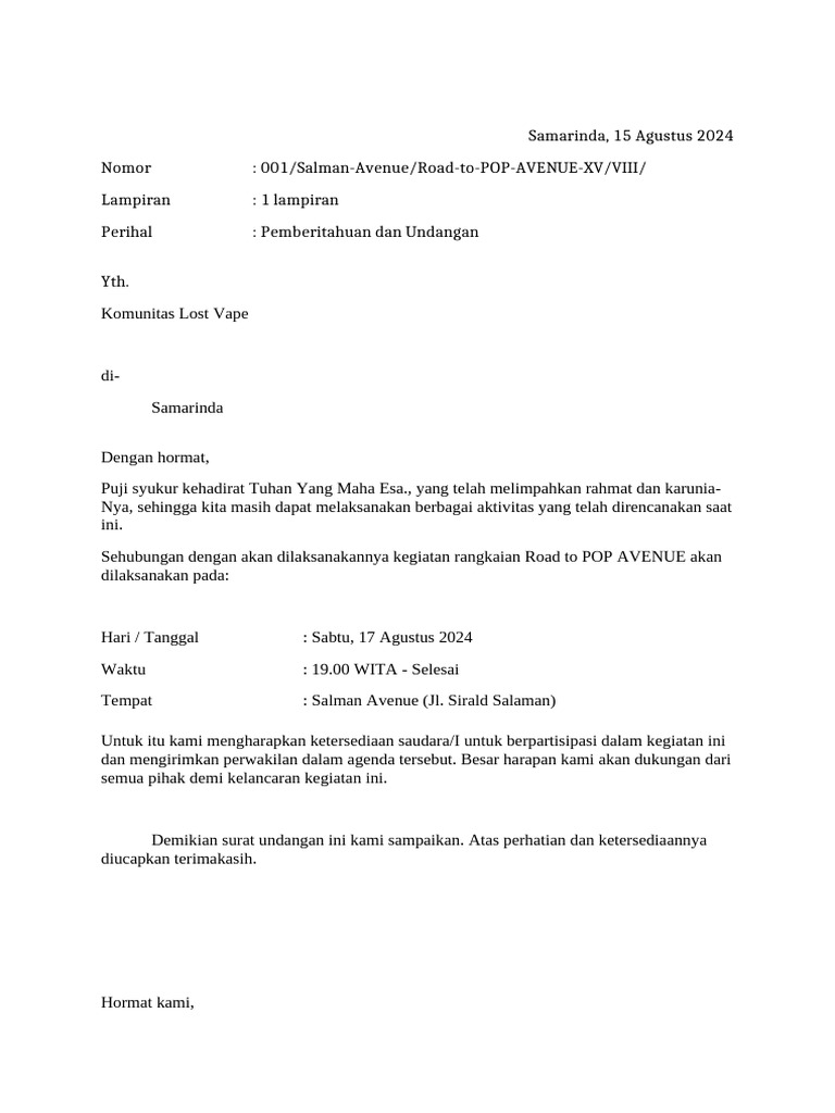 Contoh Surat Resmi Perusahaan | PDF