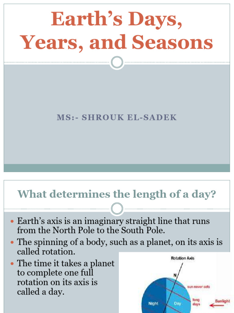 Earth's Days, Years, and Seasons: Ms:-Shrouk El-Sadek | PDF