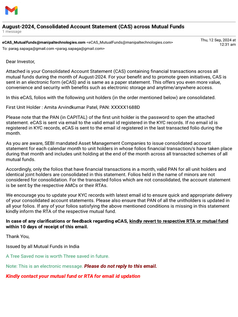 Gmail - August-2024, Consolidated Account Statement (CAS) Across Mutual ...