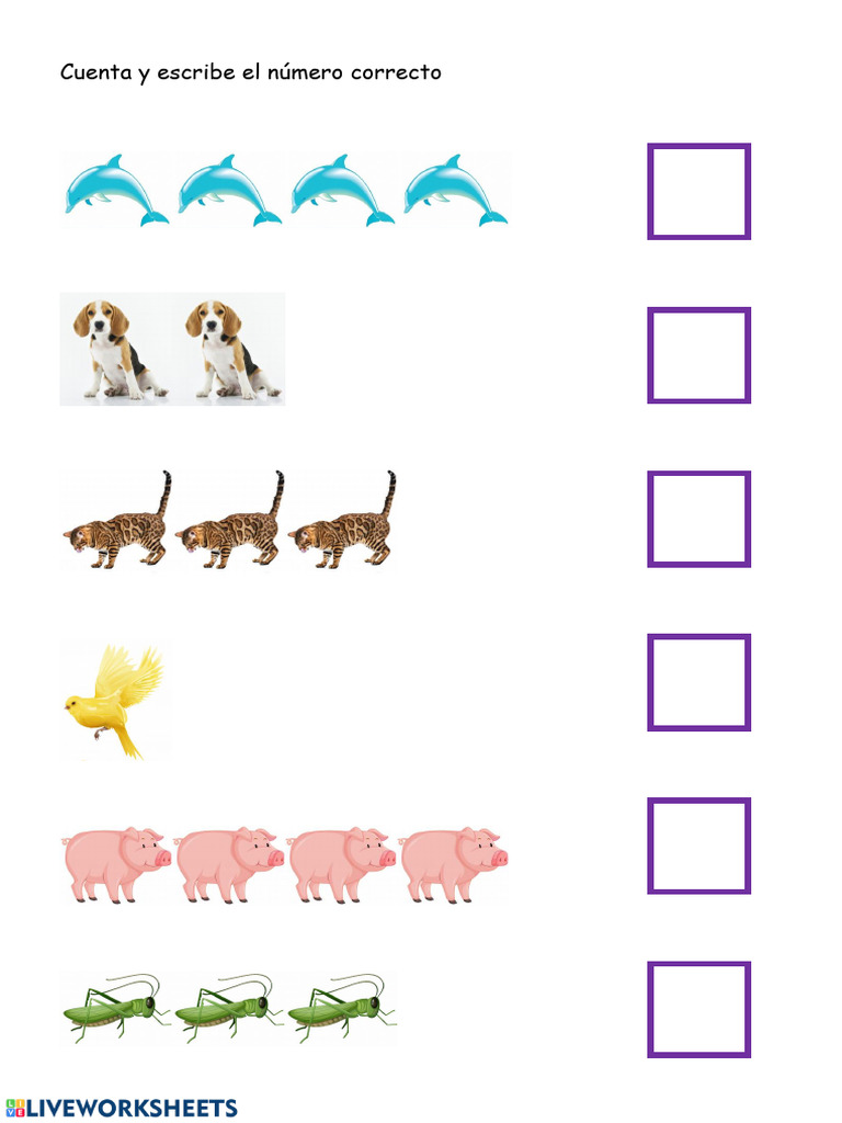 Cuenta y Escribe El Número Correcto | PDF