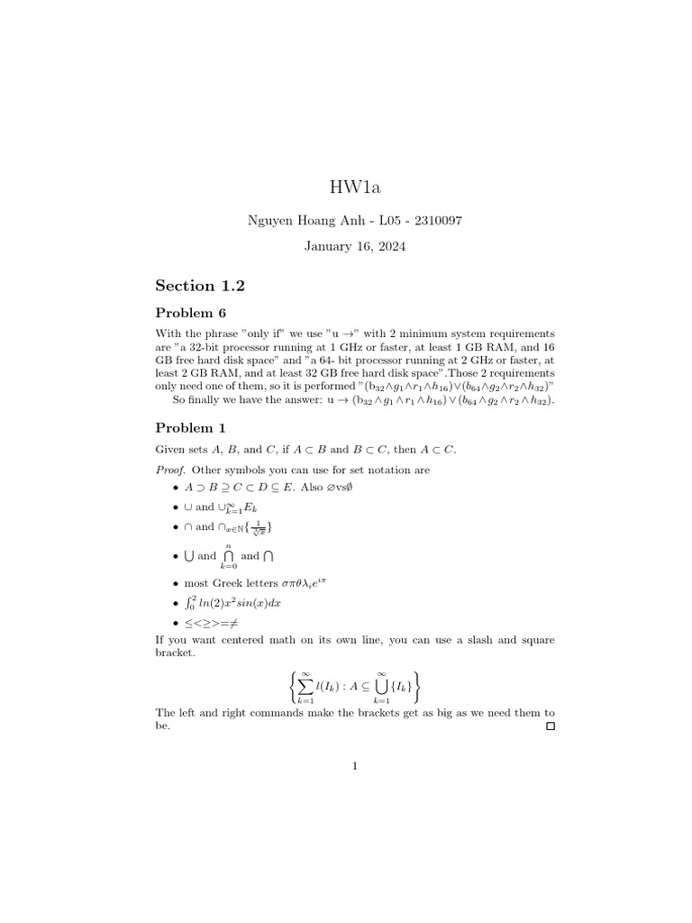 Simple Math Homework Template 1 | PDF