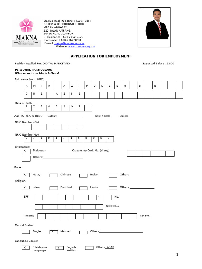 MAKNA APPLICATION FORM | PDF