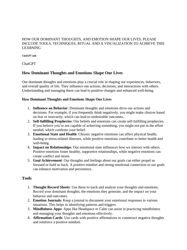 How Our Dominant Thoughts | PDF