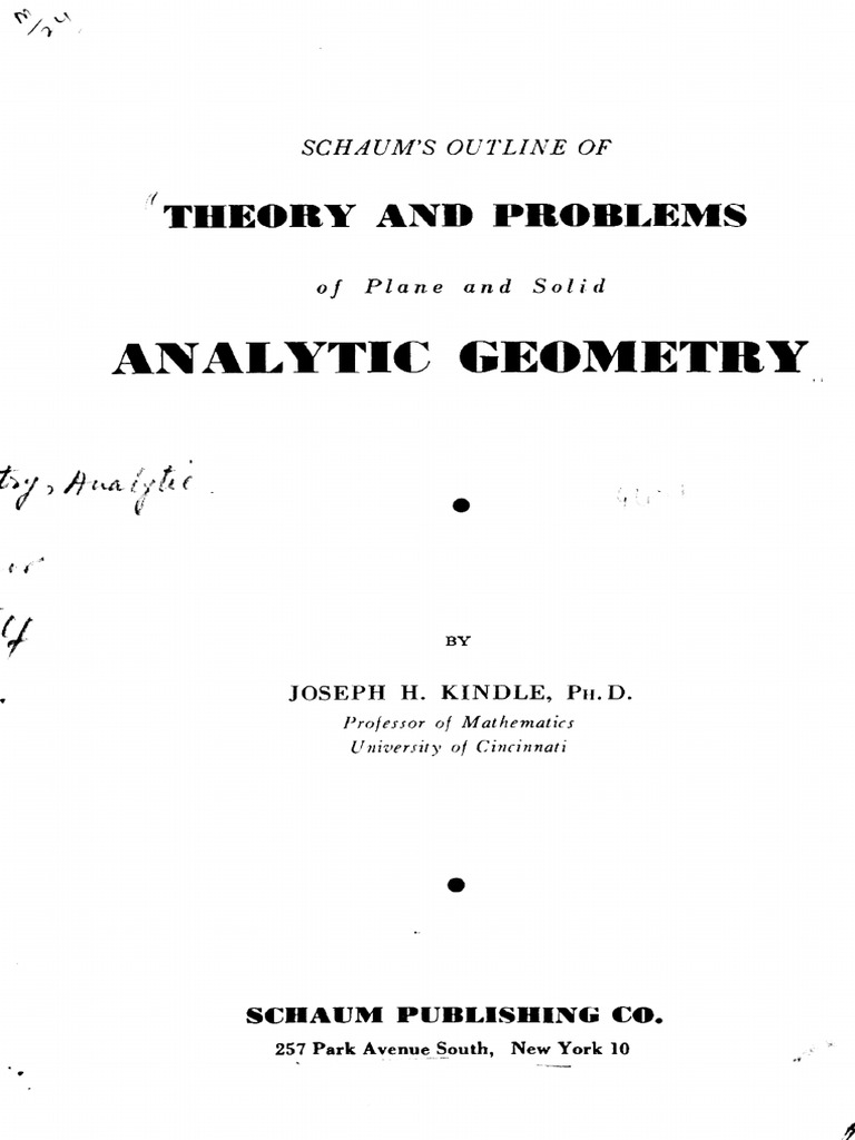 469807-Theory and Problems of Plane and Solid Analytical Geometry | PDF