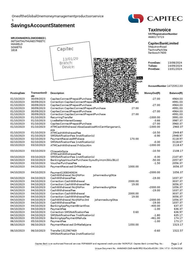 Account - Statement - FOR JOHN MODIBEDI 1 | PDF