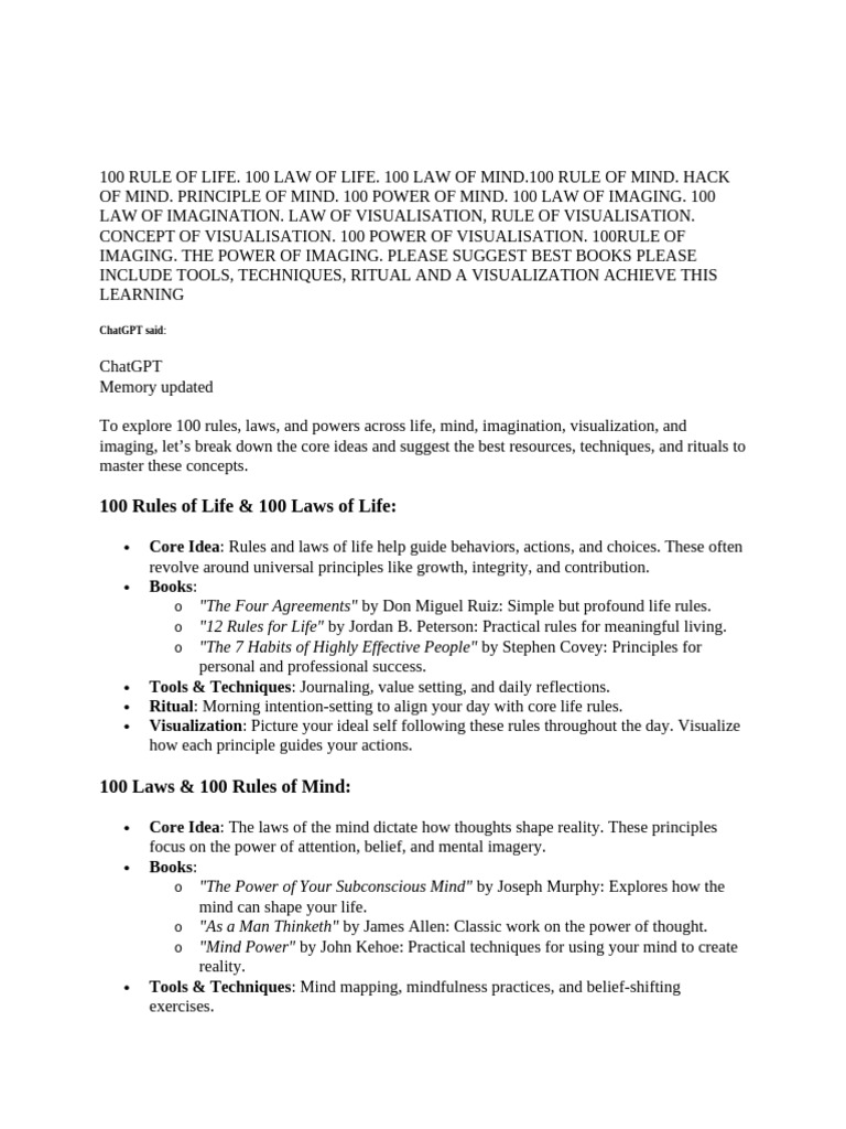 100 Rule of Life | PDF