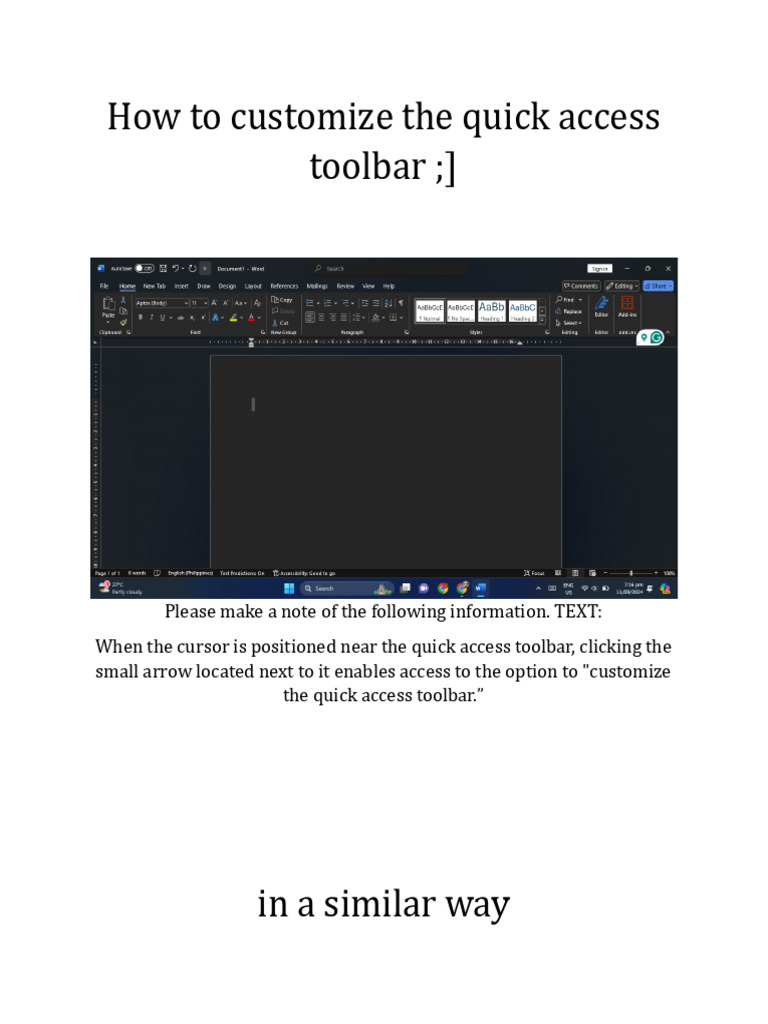 Activity 2_Customizing Quick Access Toolbar_ORTEGA | PDF Activity 2_Customizing Quick Access Toolbar_ORTEGA | PDF