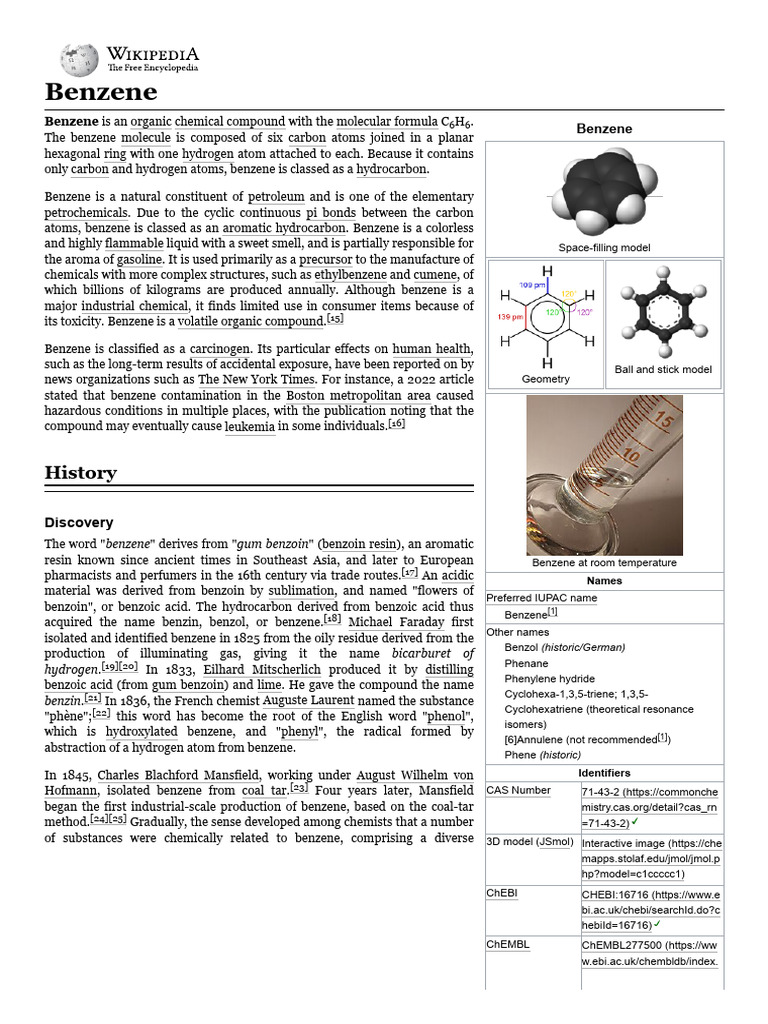Benzene - Wikipedia | PDF