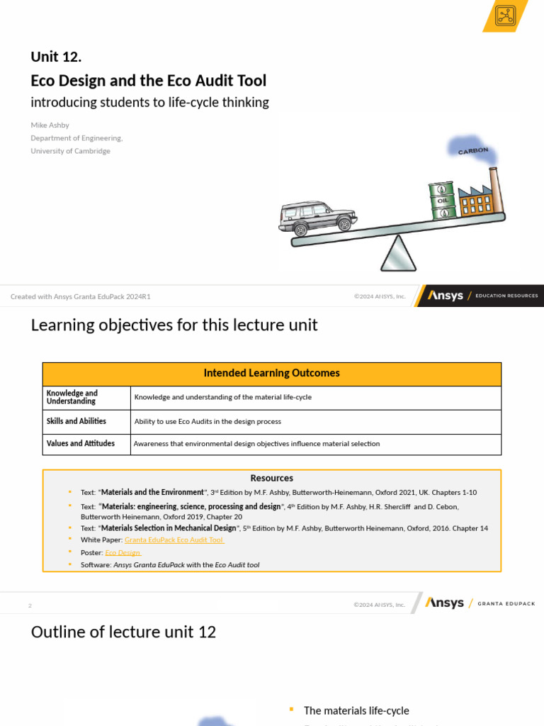 Eco Audit Tool Lecture Unit 12 Pptecoen24 | PDF