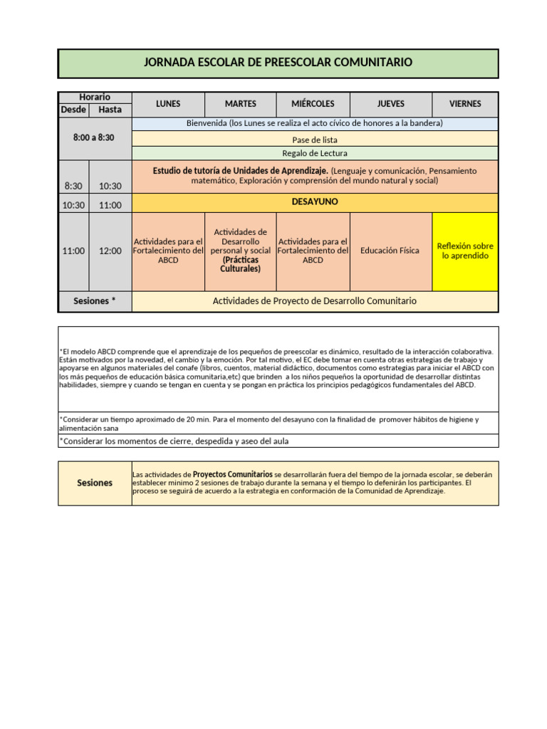Ejemplo Jornada Escolar, PC, Prim y Secom Propuestas12 | PDF