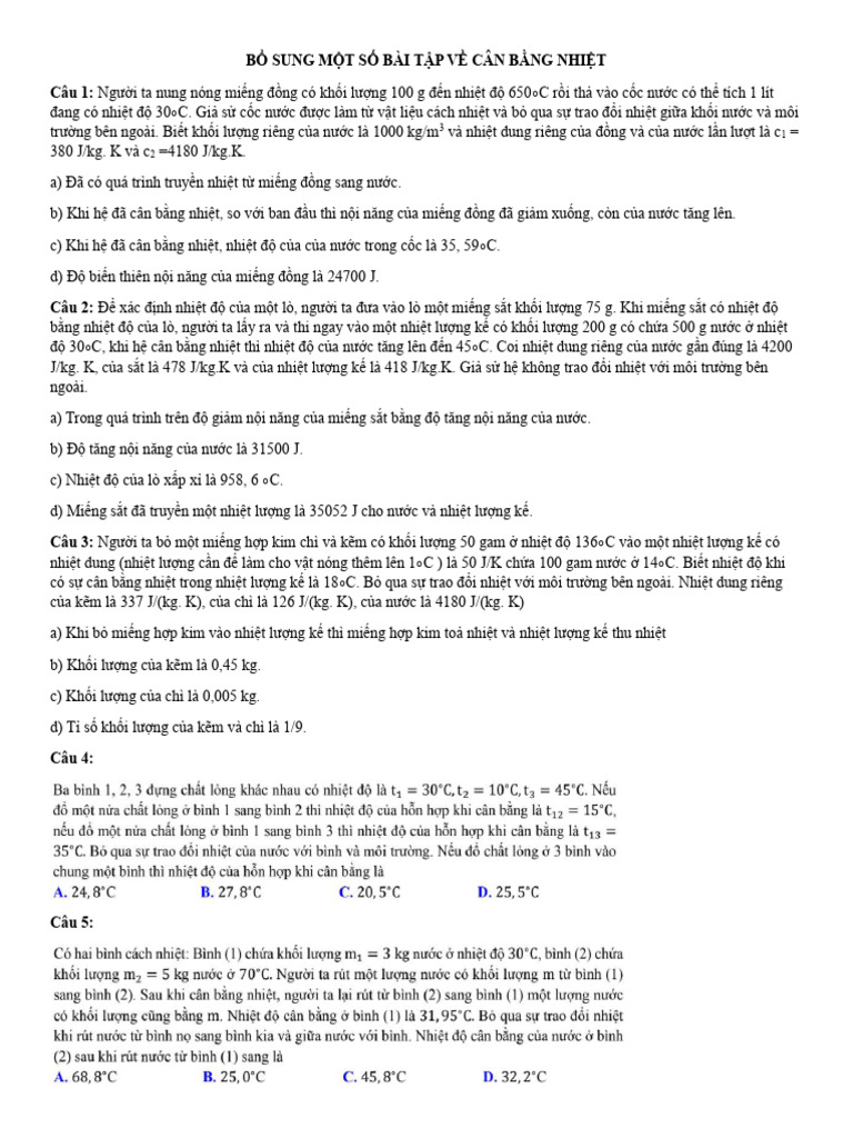 Bổ Sung 1 Số Bt Vd Vdc Cb Nhiệt | PDF