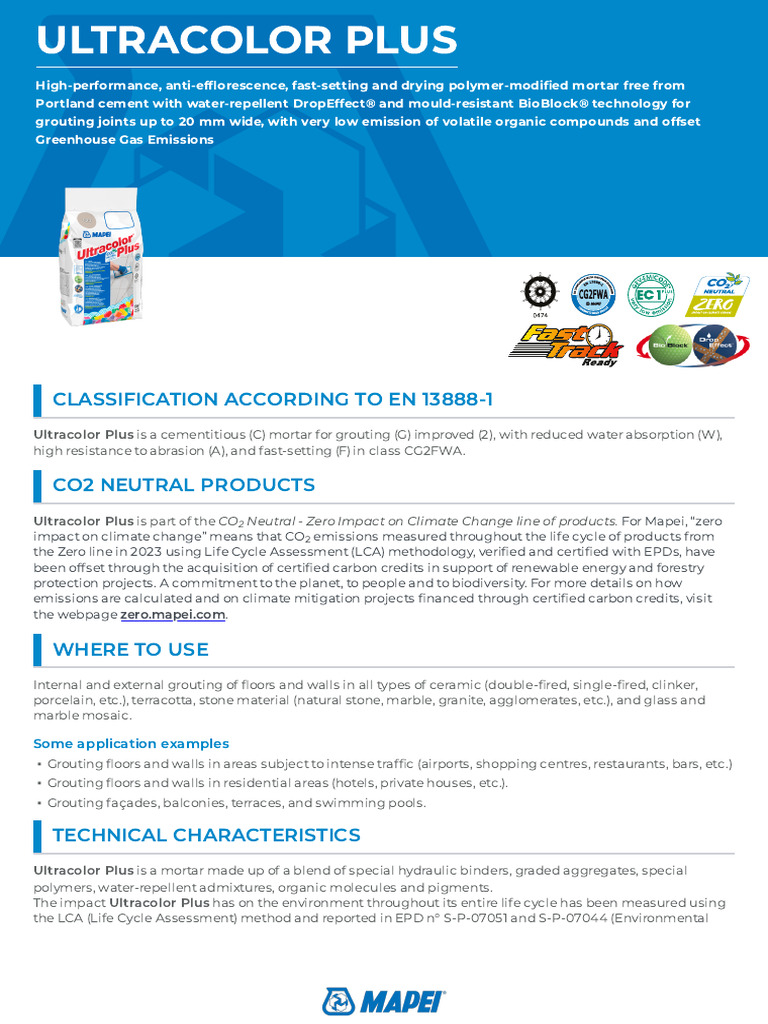 Mapei Ultracolor Plus | PDF