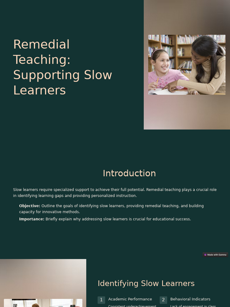 Remedial Teaching Supporting Slow Learners | PDF