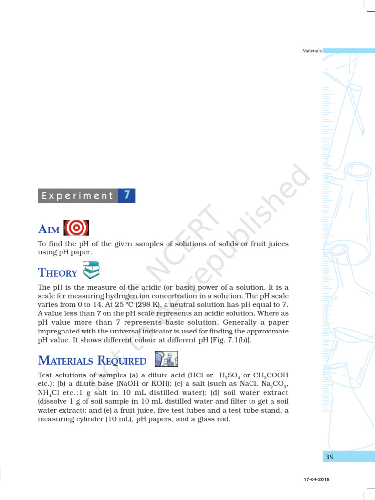 Class 10 Chemistry Practical Experiment 1 | PDF