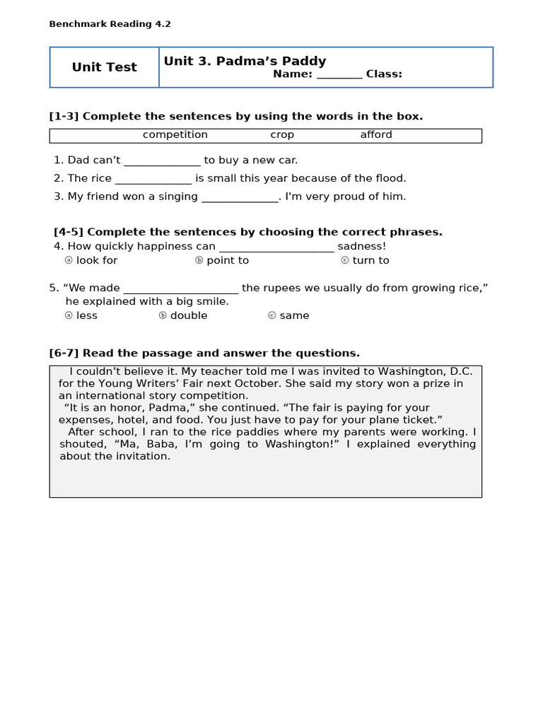 BR - 4.2 - Unit 3 - Test | PDF