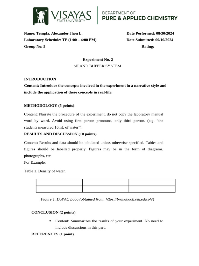 Laboratory Report Template | PDF
