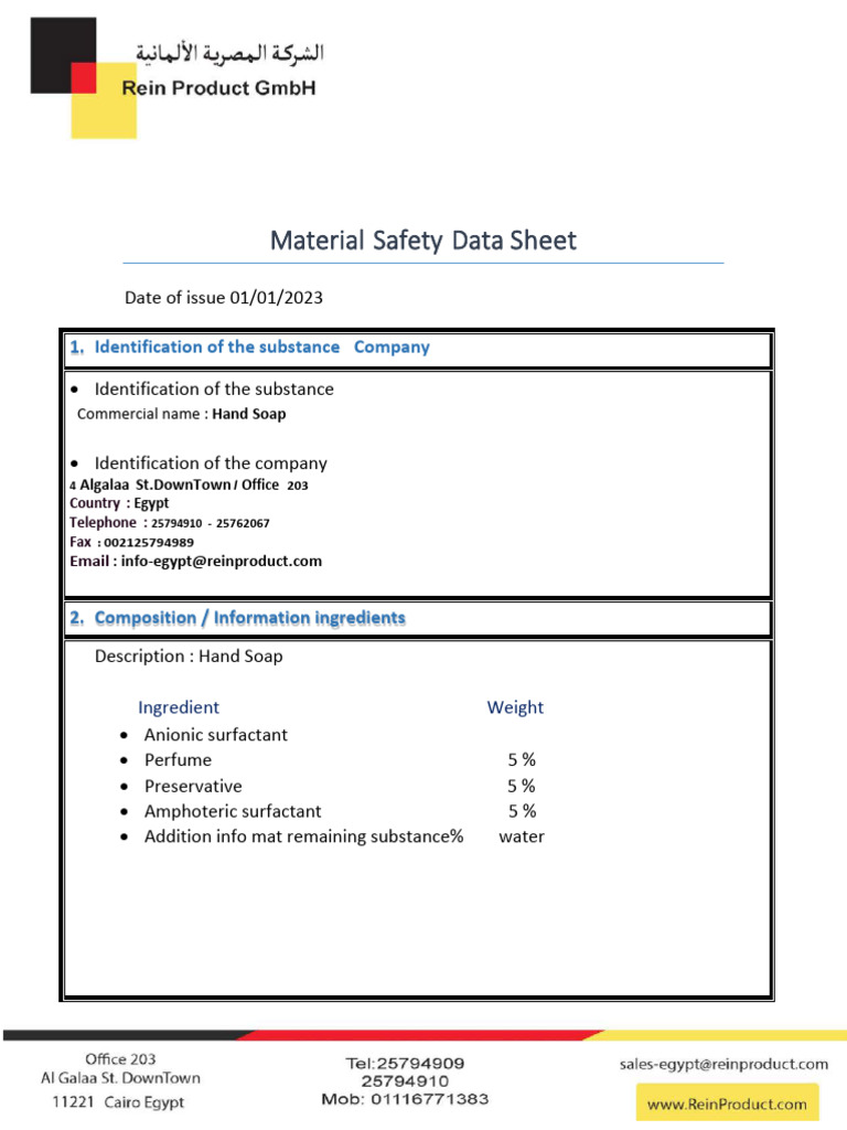 MSDS For HAND SOAP | PDF