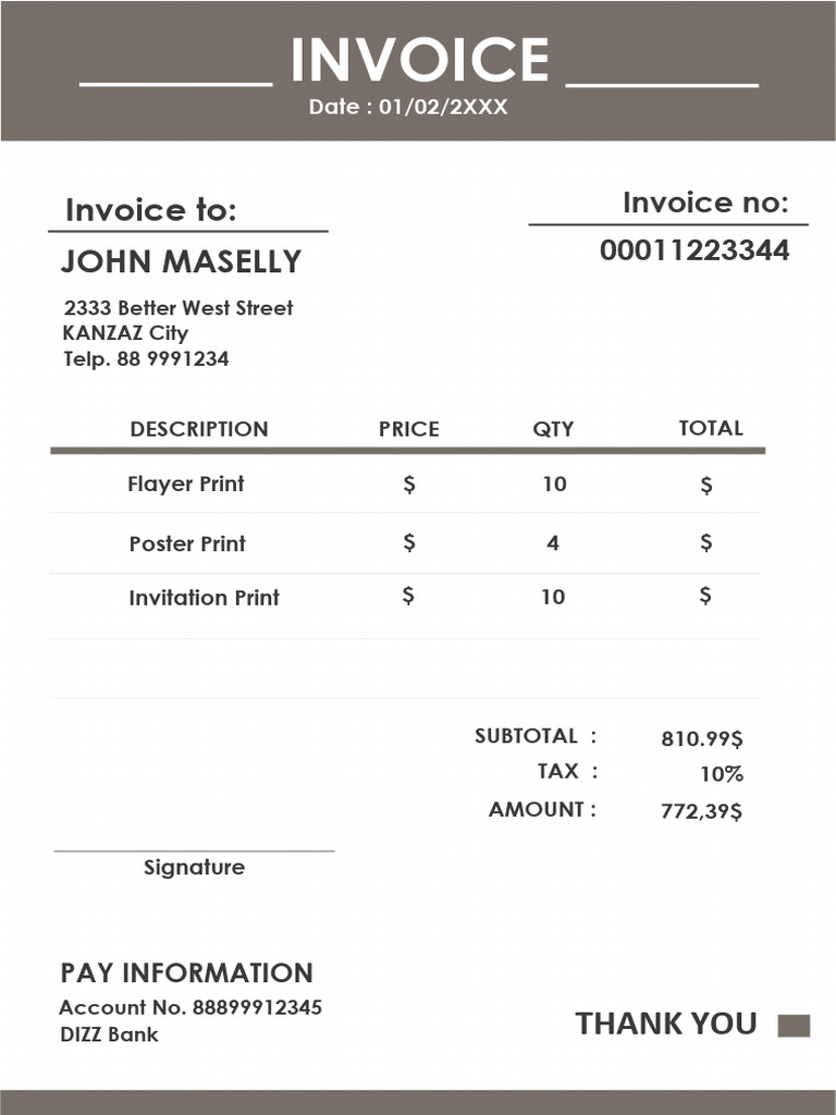 Simple Brown Invoice | PDF