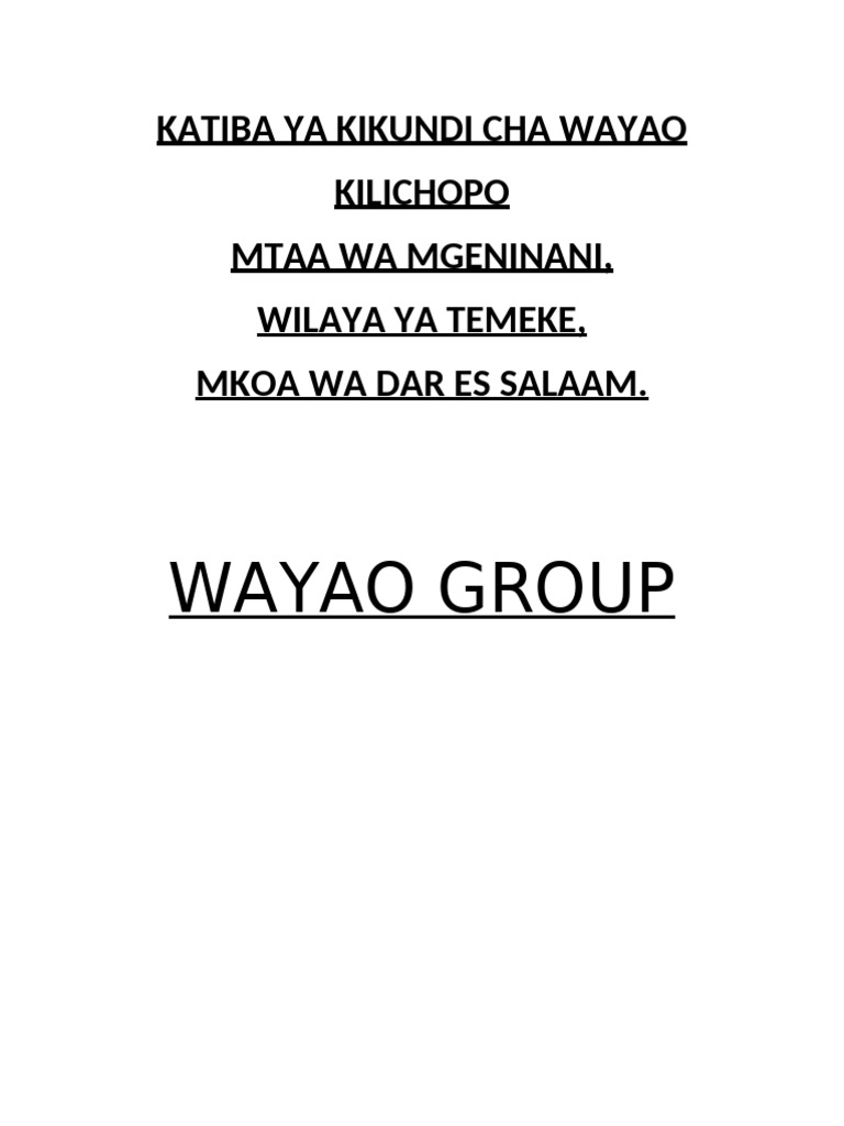 KATIBA YA KIKUNDI CHA WAYAO Edited | PDF