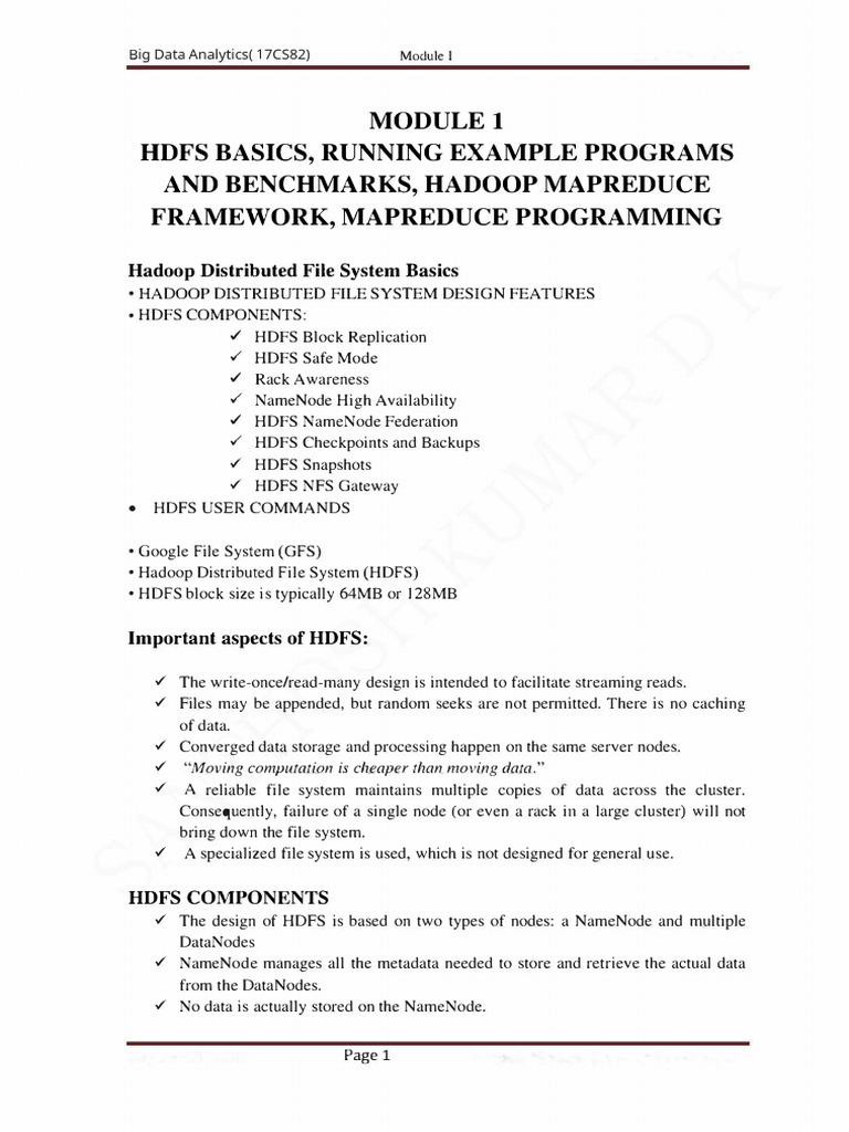 Big Data Analysis Notes Module - 1 - BDA - NOTES | PDF