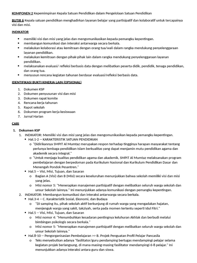 Akreditasi Butir 6 | PDF