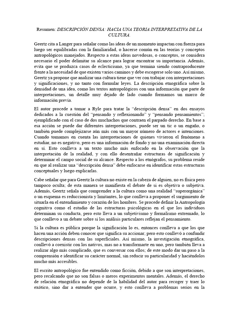 Resumen Geertz | PDF