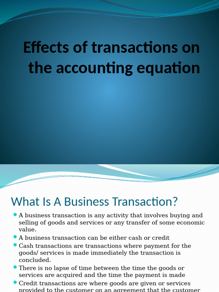 Accounts Lesson 3-Effects of Transactions On The Accounting Equation | PDF