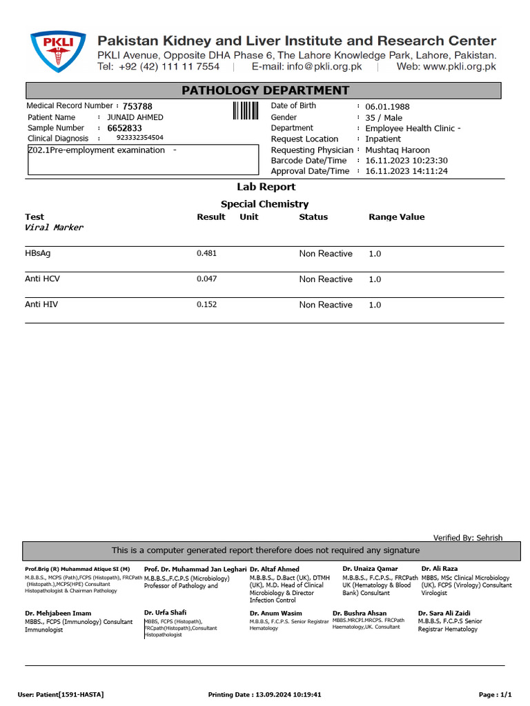 Patient Laboratory Results | PDF