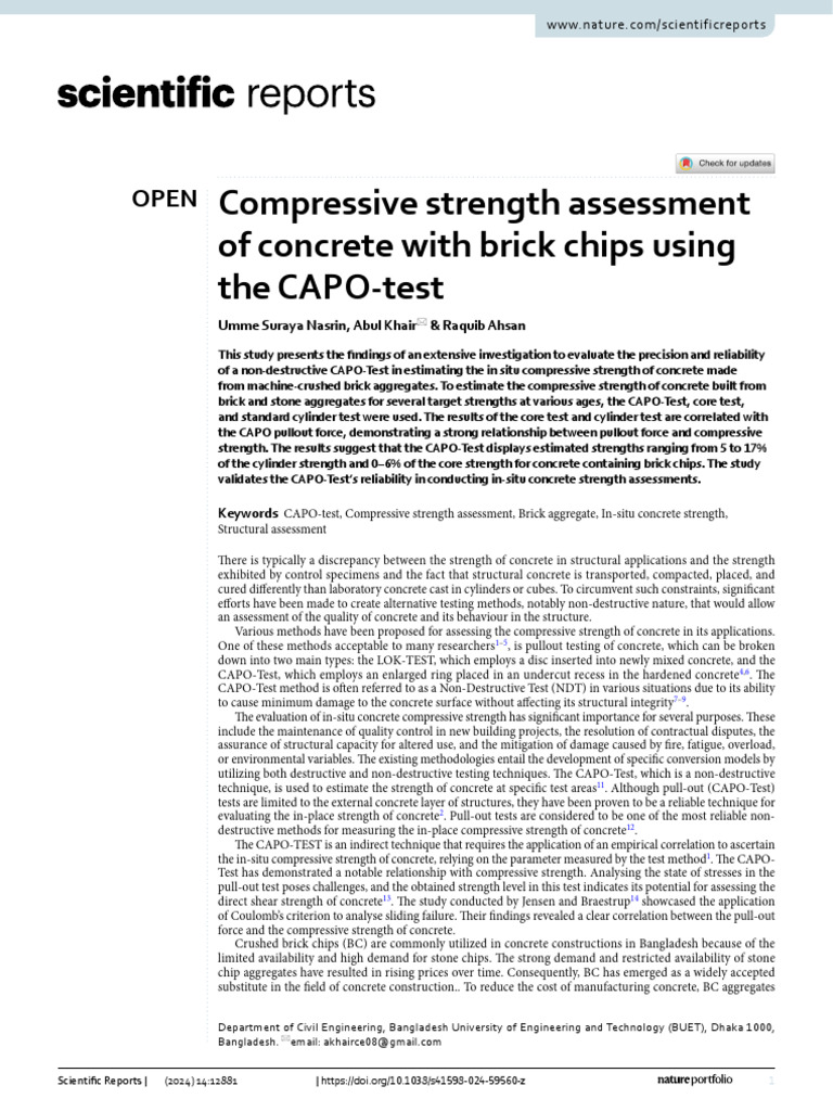 Compressive Strength Assessment of Concrete With Brick Chips Using The ...