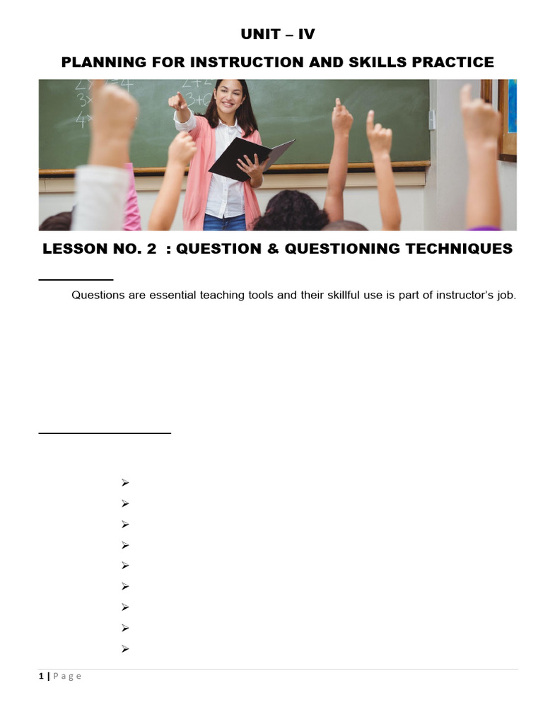 Question and Questioning Techniques | PDF